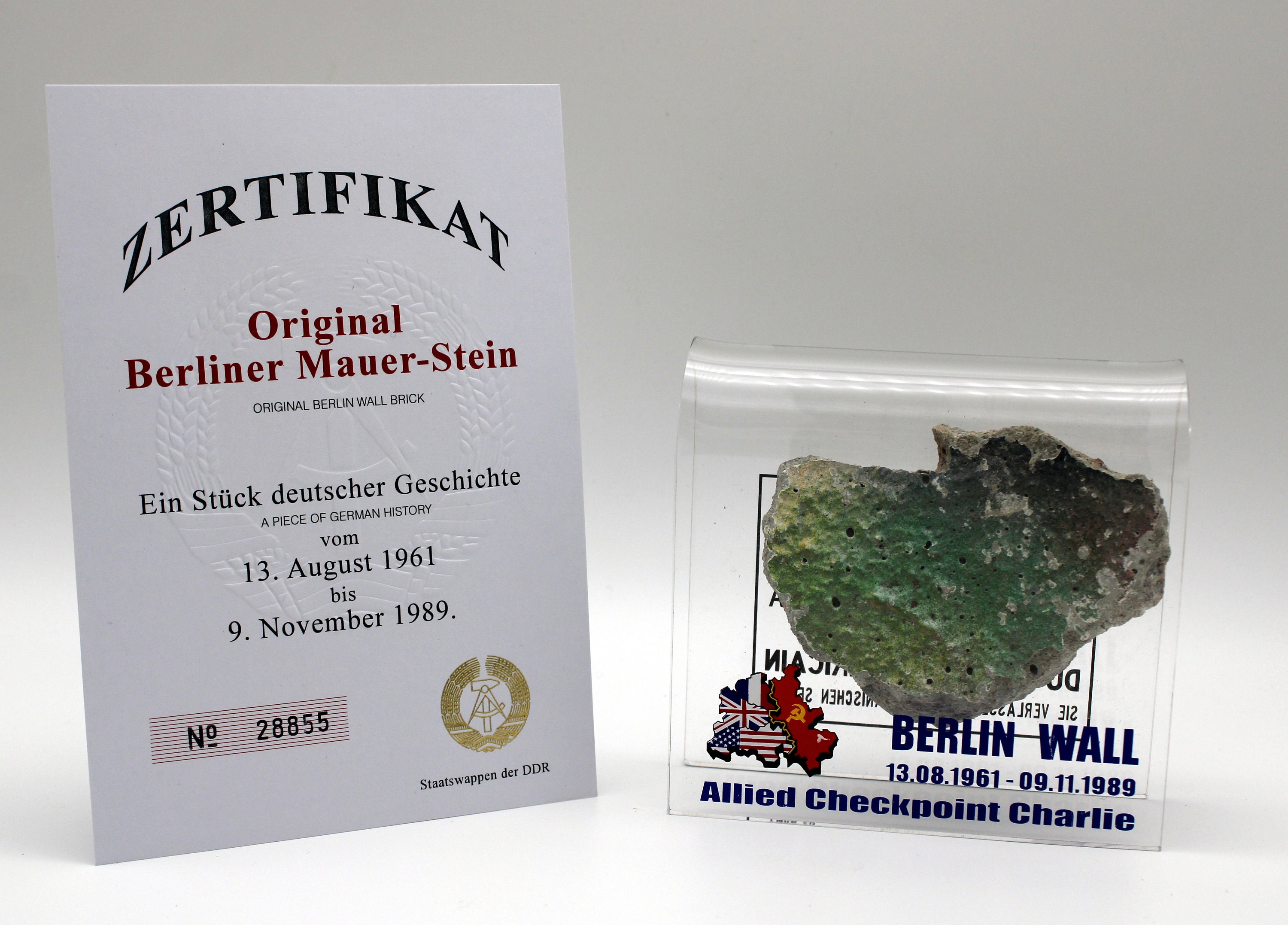 Original Piece of the Berlin Wall in Checkpoint Charlie Motive Souvenir ...