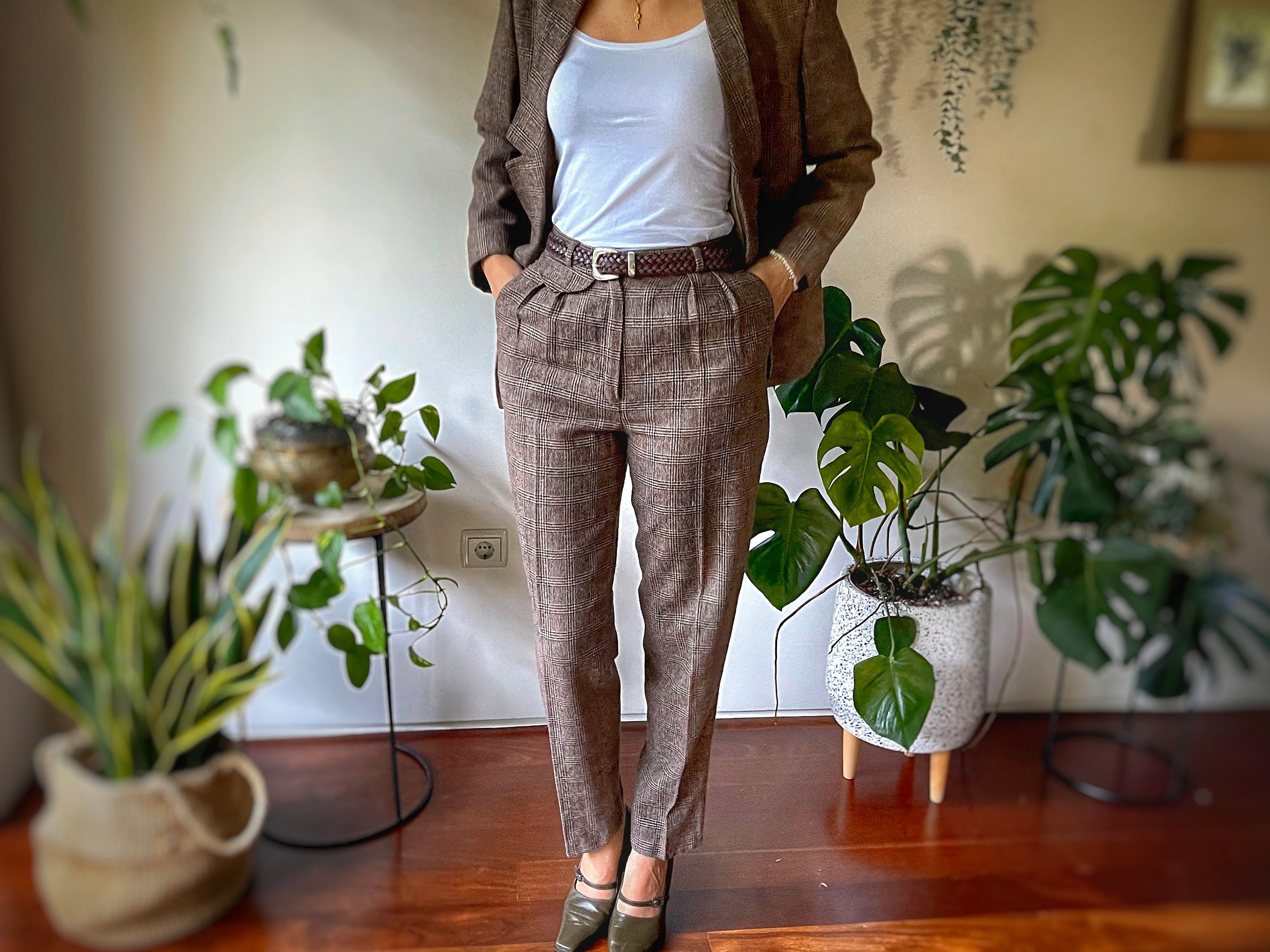 Vintage Wool Suit Tweed Two Piece Suit Blazer Pants Set Vintage Plaid ...