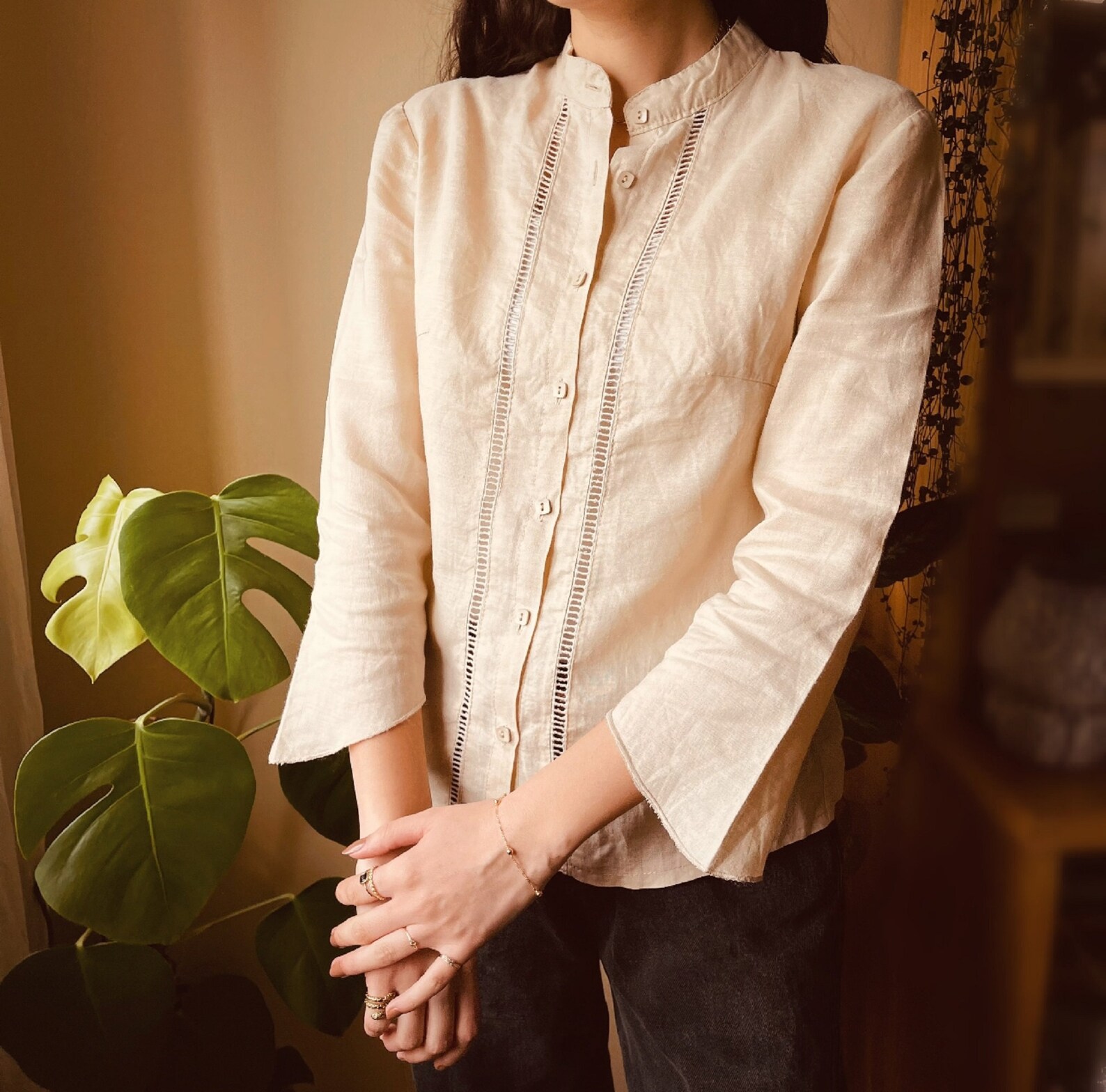 Vintage Ramie Blouse | Like Linen Spring Blouse | Three Quarter-length ...