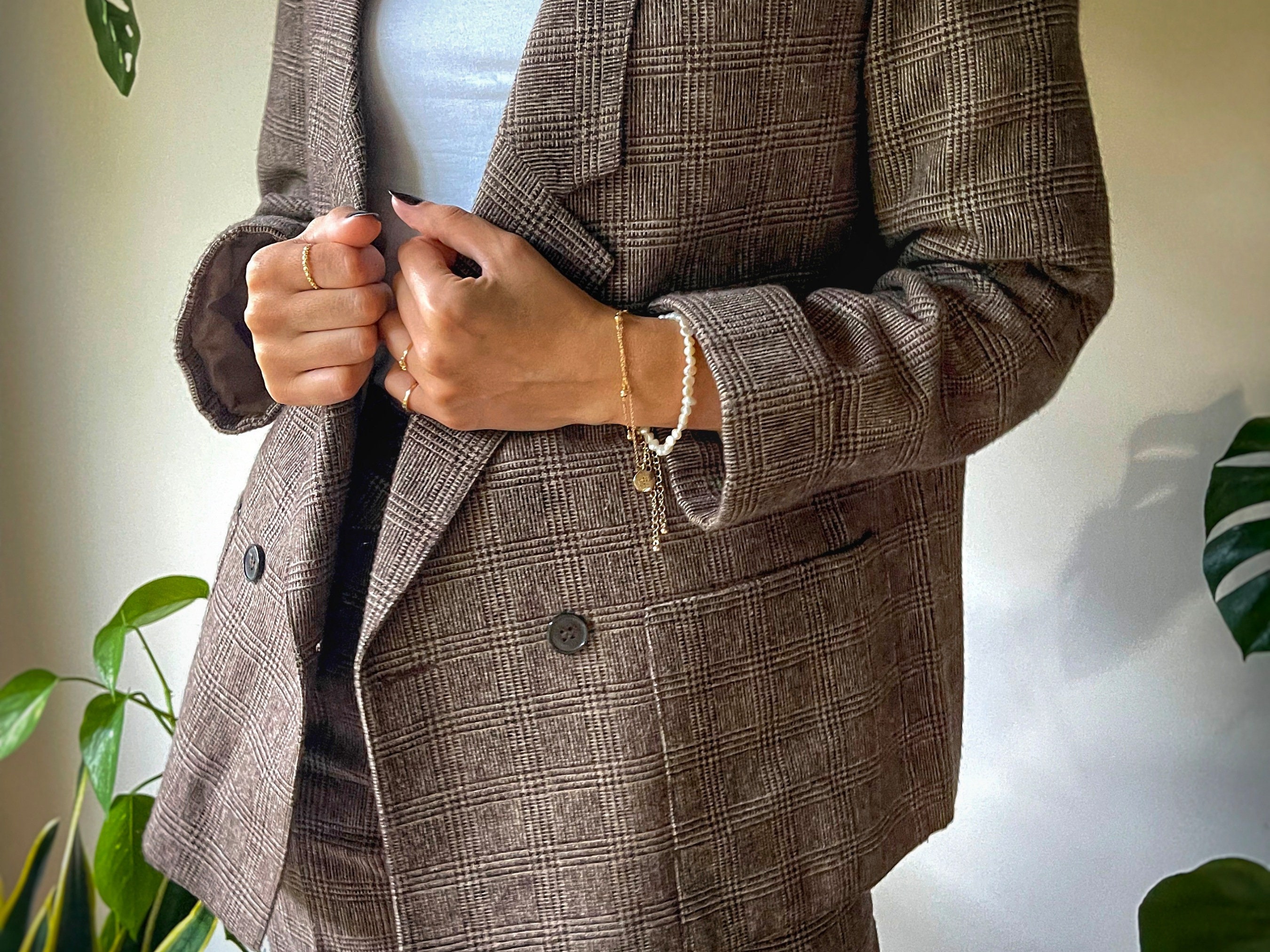 Vintage Wool Suit Tweed Two Piece Suit Blazer Pants Set Vintage Plaid ...