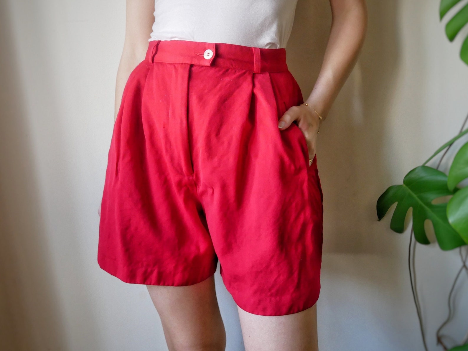 Vintage Michael KORS Red Shorts High Waisted Shorts Size 40 Shorts Wool ...