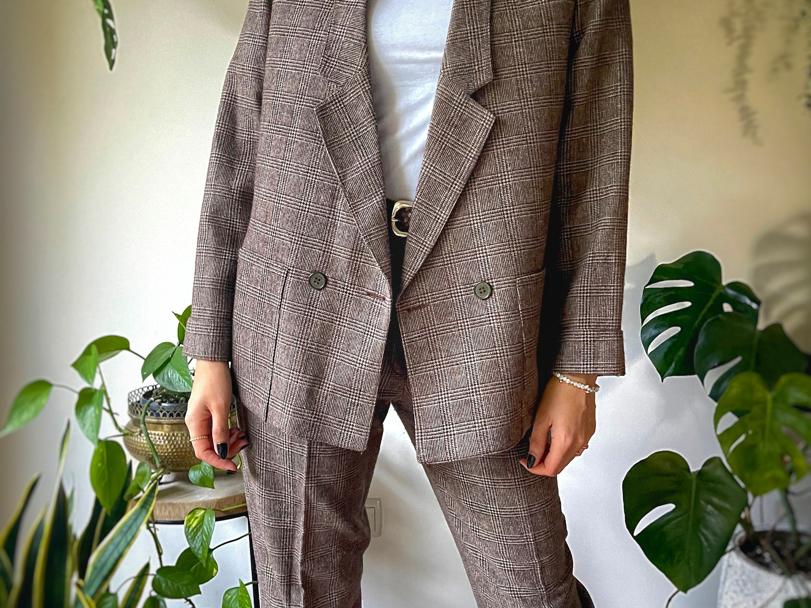 Vintage Wool Suit Tweed Two Piece Suit Blazer Pants Set Vintage Plaid ...