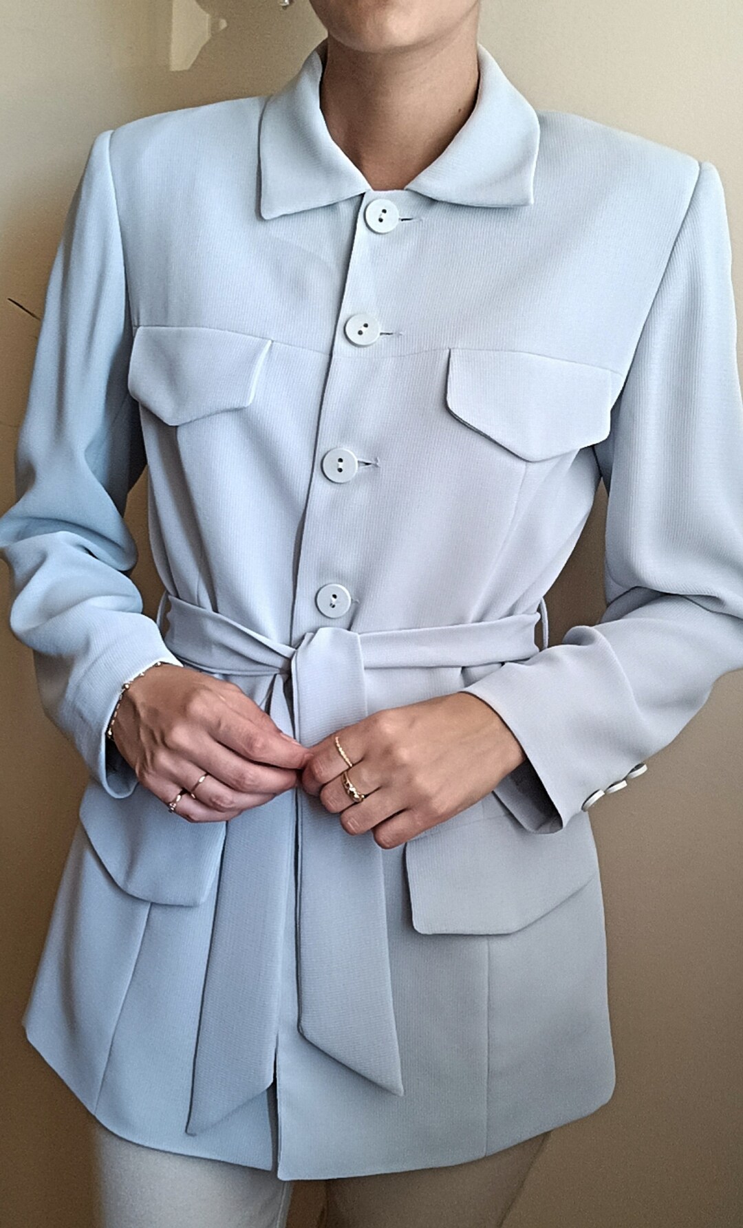 Light Vintage Jacket Light Blue Jacket Summer Jacket Jacket With Fabric ...