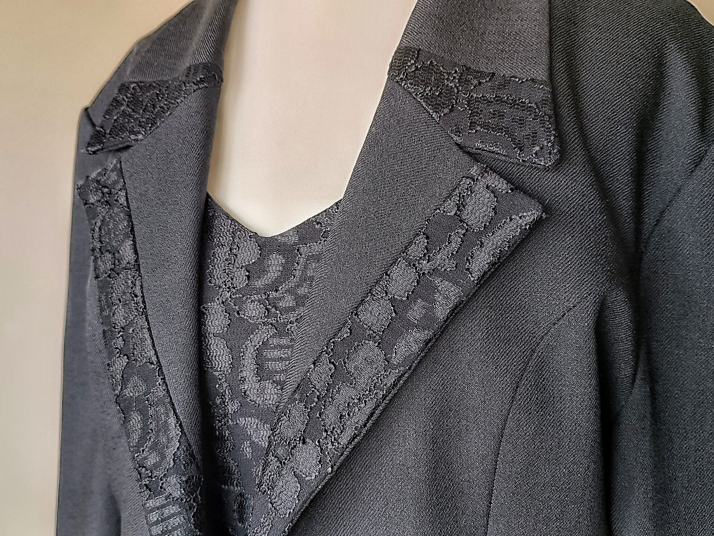 Vintage Black Suit Dress and Blazer Set Lacy Black Suit 80s Dress and ...
