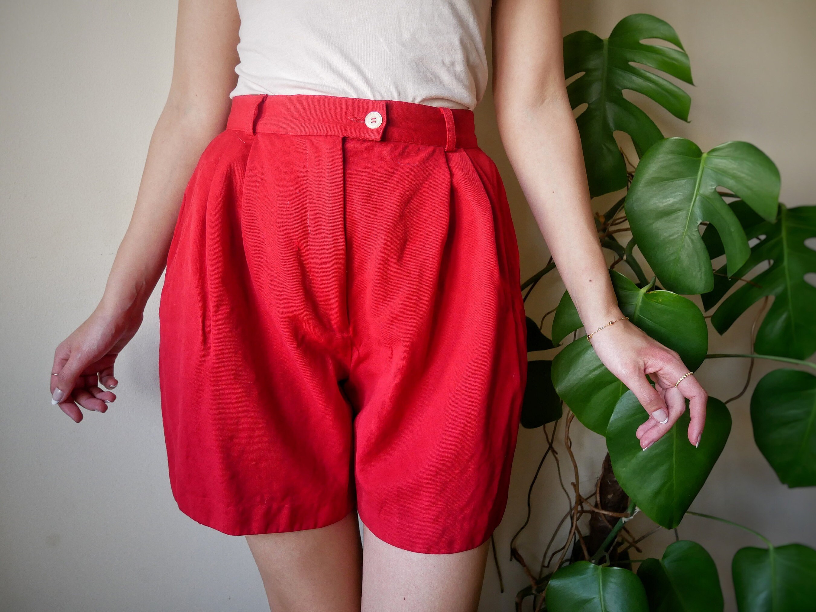 Vintage Michael KORS Red Shorts High Waisted Shorts Size 40 Shorts Wool ...