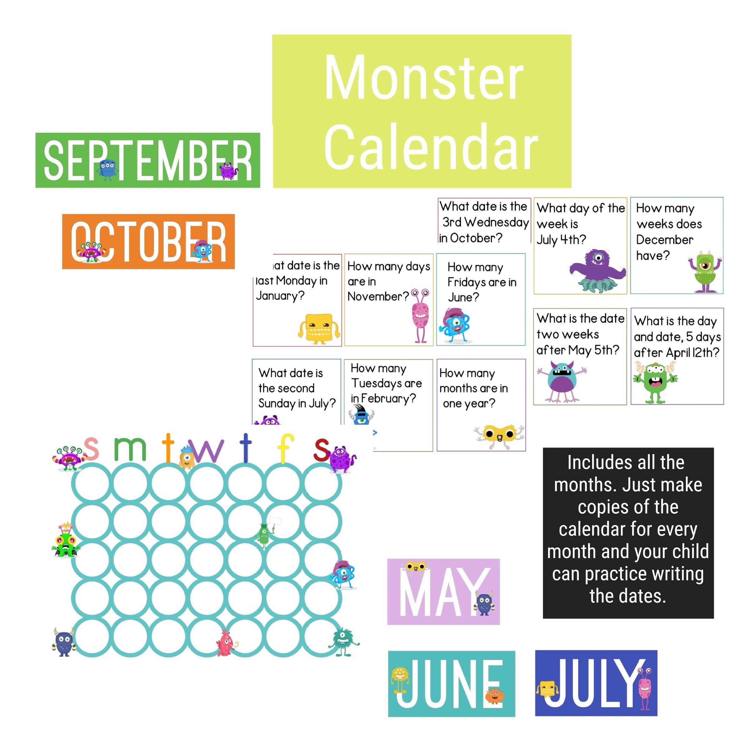 Math / Monster Math Activities / Addition Practice / Subtraction ...