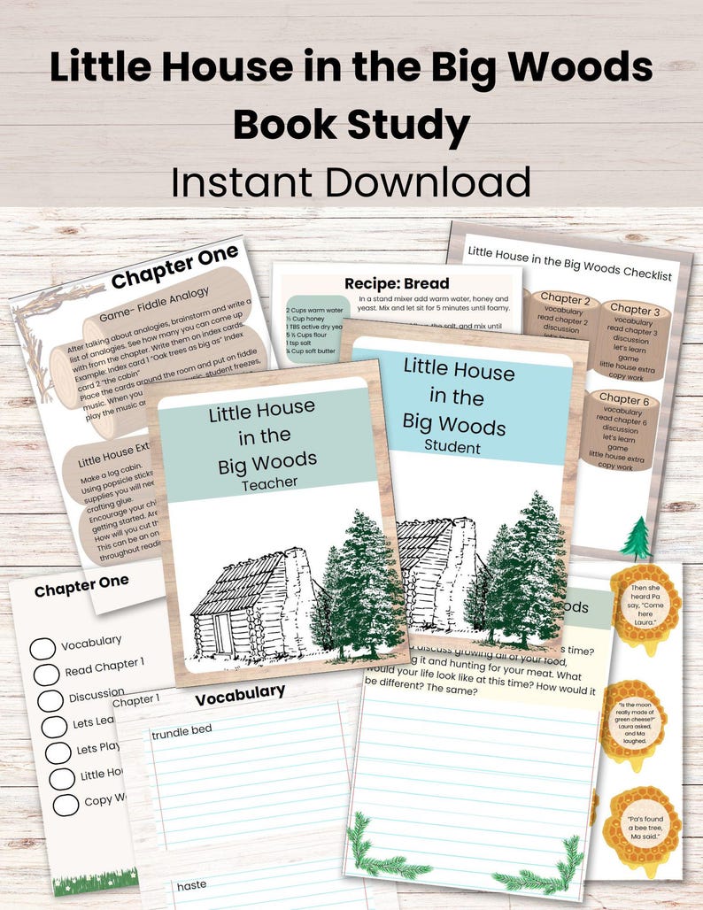 Little House in the Big Woods / Book Unit / Literature Study - Etsy