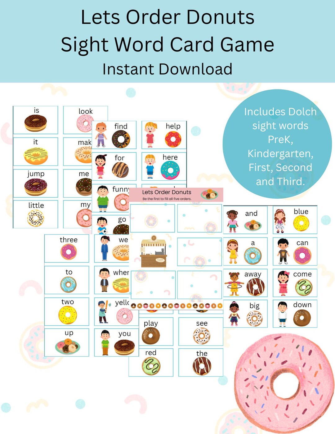 Order the Donuts: Dolch Sight Word Game (PDF Download) - Etsy