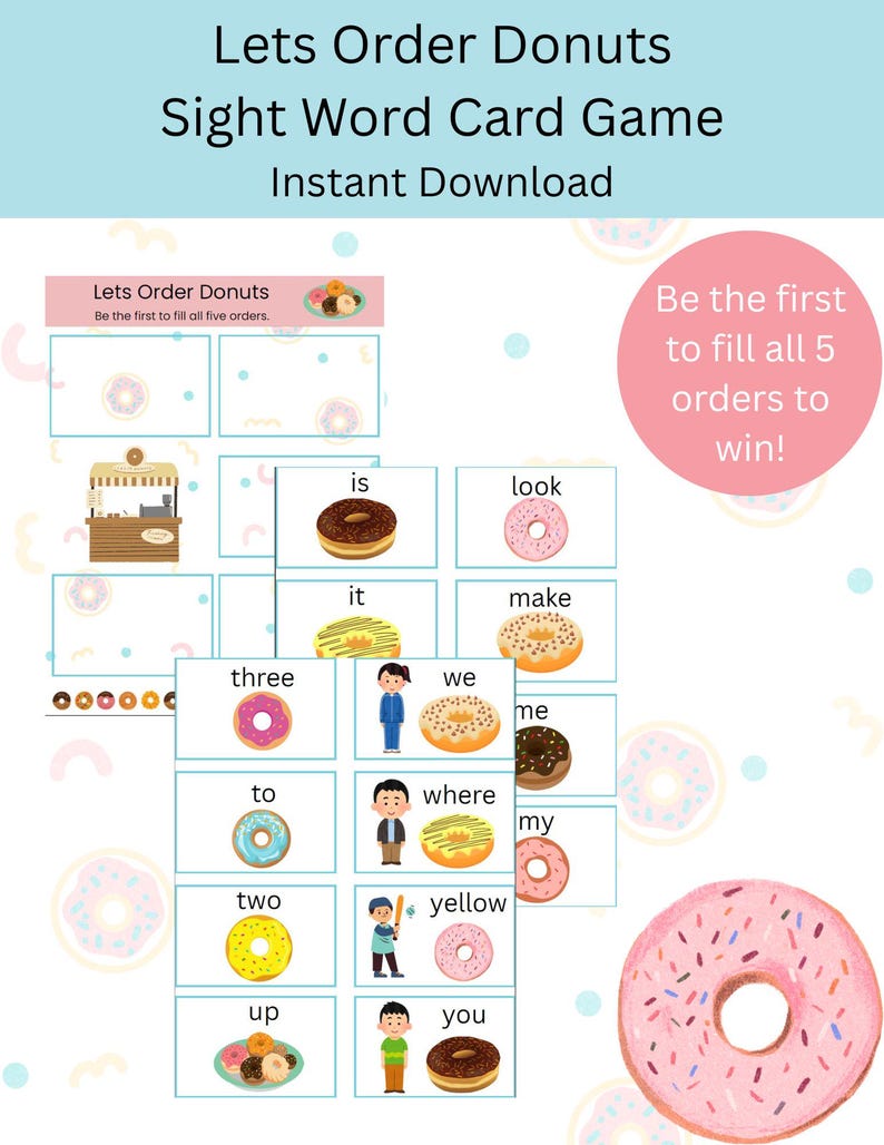 Order the Donuts: Dolch Sight Word Game (PDF Download) - Etsy