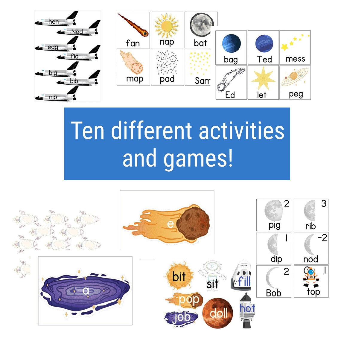 In Space CVC Words / Reading Games / Phonics Reading Activities - Etsy