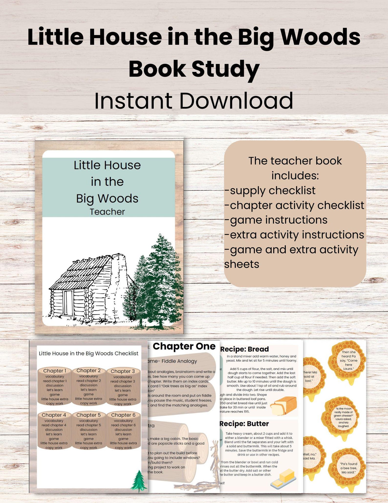 Little House in the Big Woods / Book Unit / Literature Study - Etsy