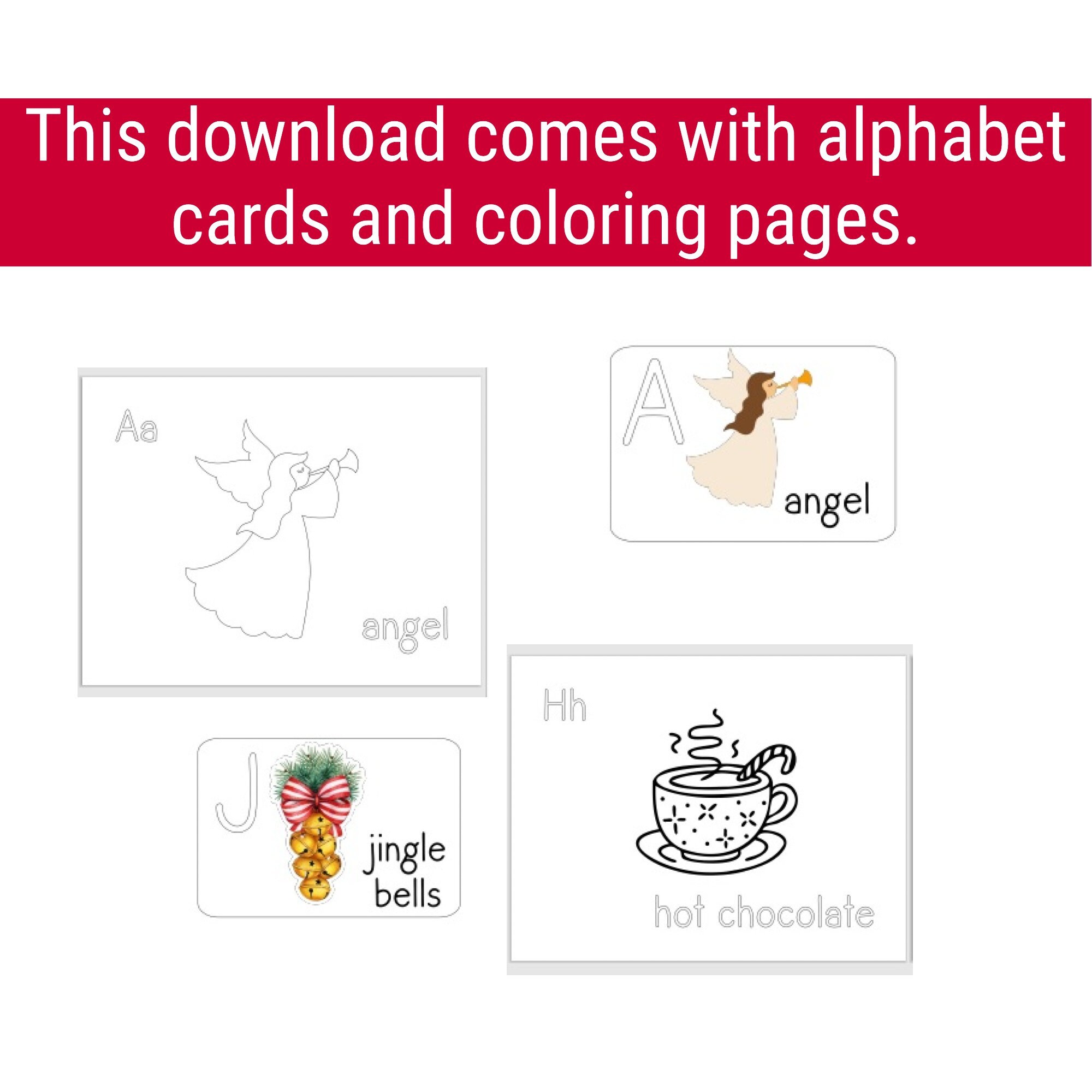 Christmas Alphabet Cards / Christmas Alphabet Coloring Pages - Etsy