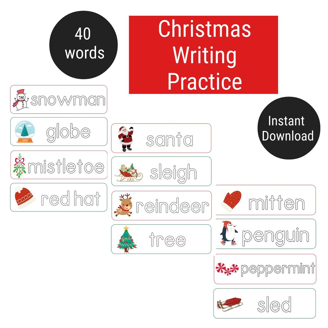 Christmas Writing Practice / Tracing / Writing Practice / 40 Christmas ...