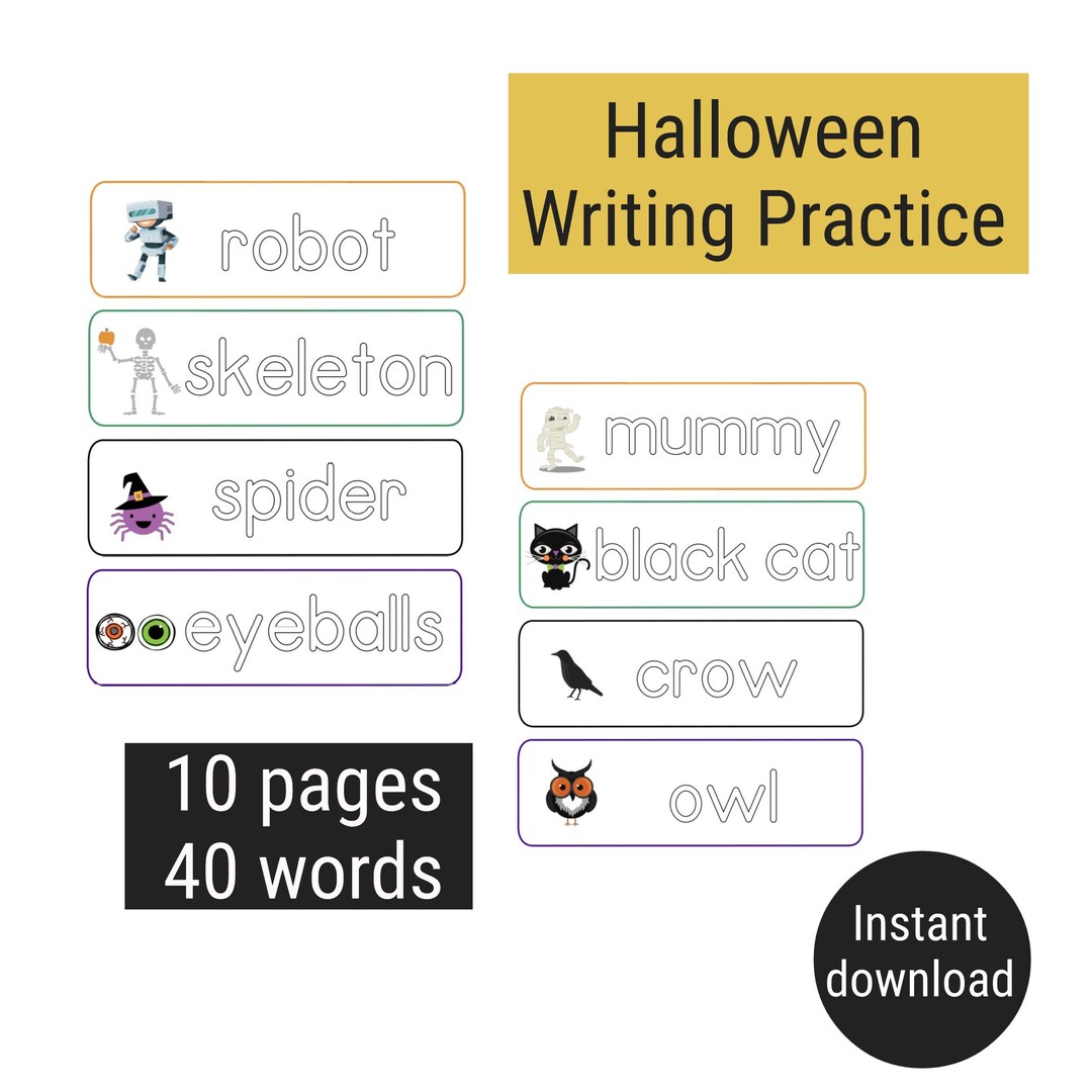 Halloween Writing Practice / Tracing / Writing Practice / 40 Halloween ...