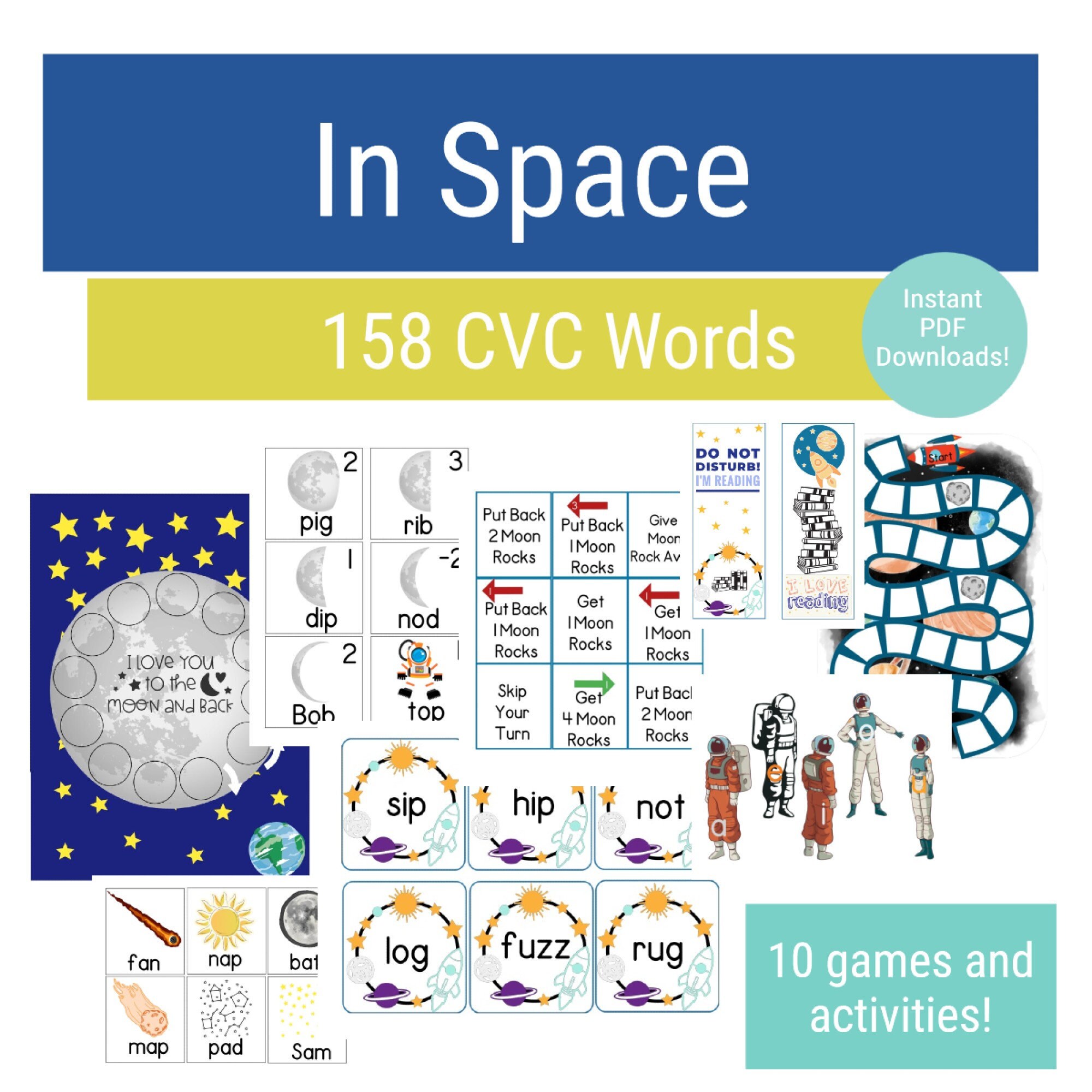 In Space CVC Words / Reading Games / Phonics Reading Activities - Etsy