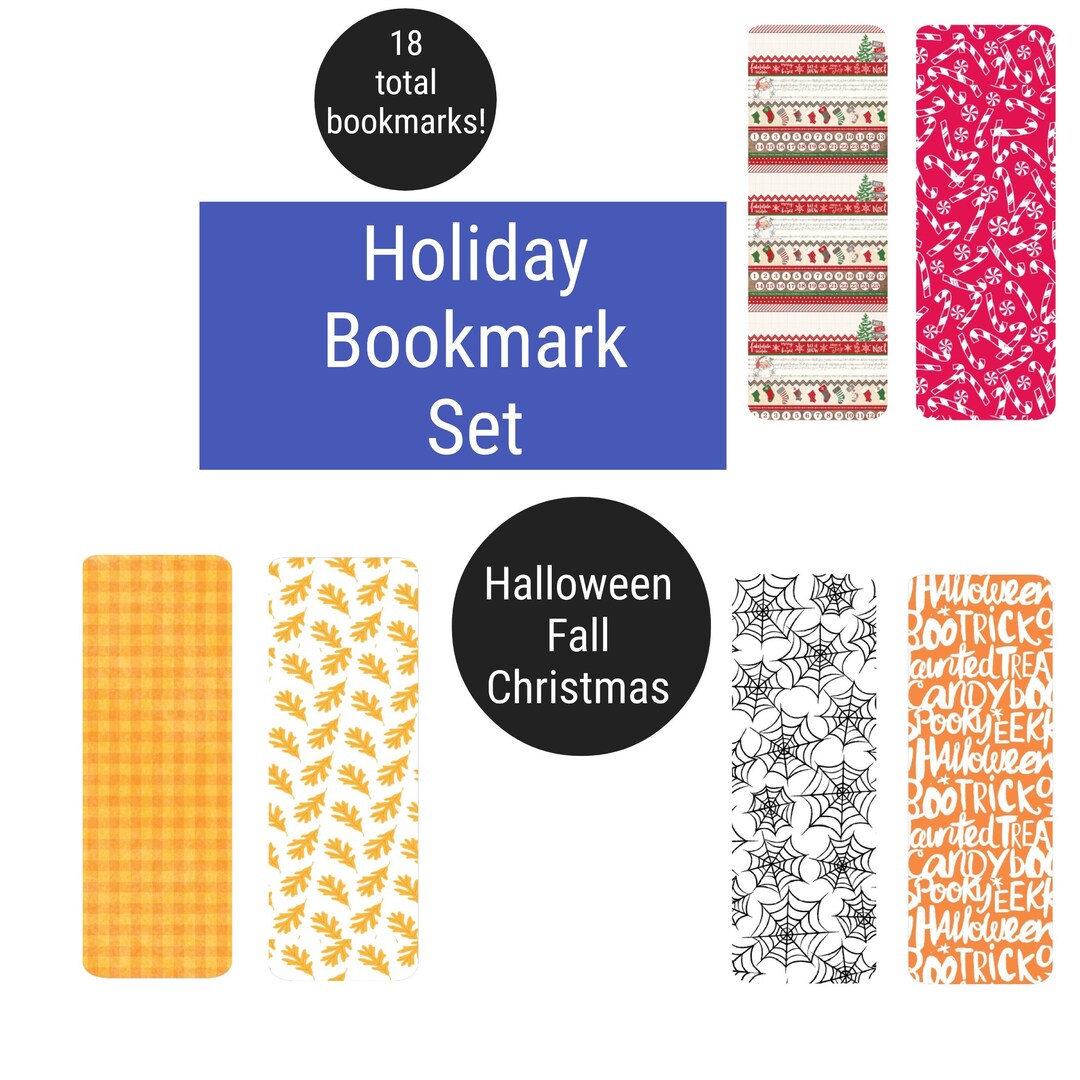 Instant Download Bookmarks / Holiday Bookmark Set / Fall Bookmarks ...