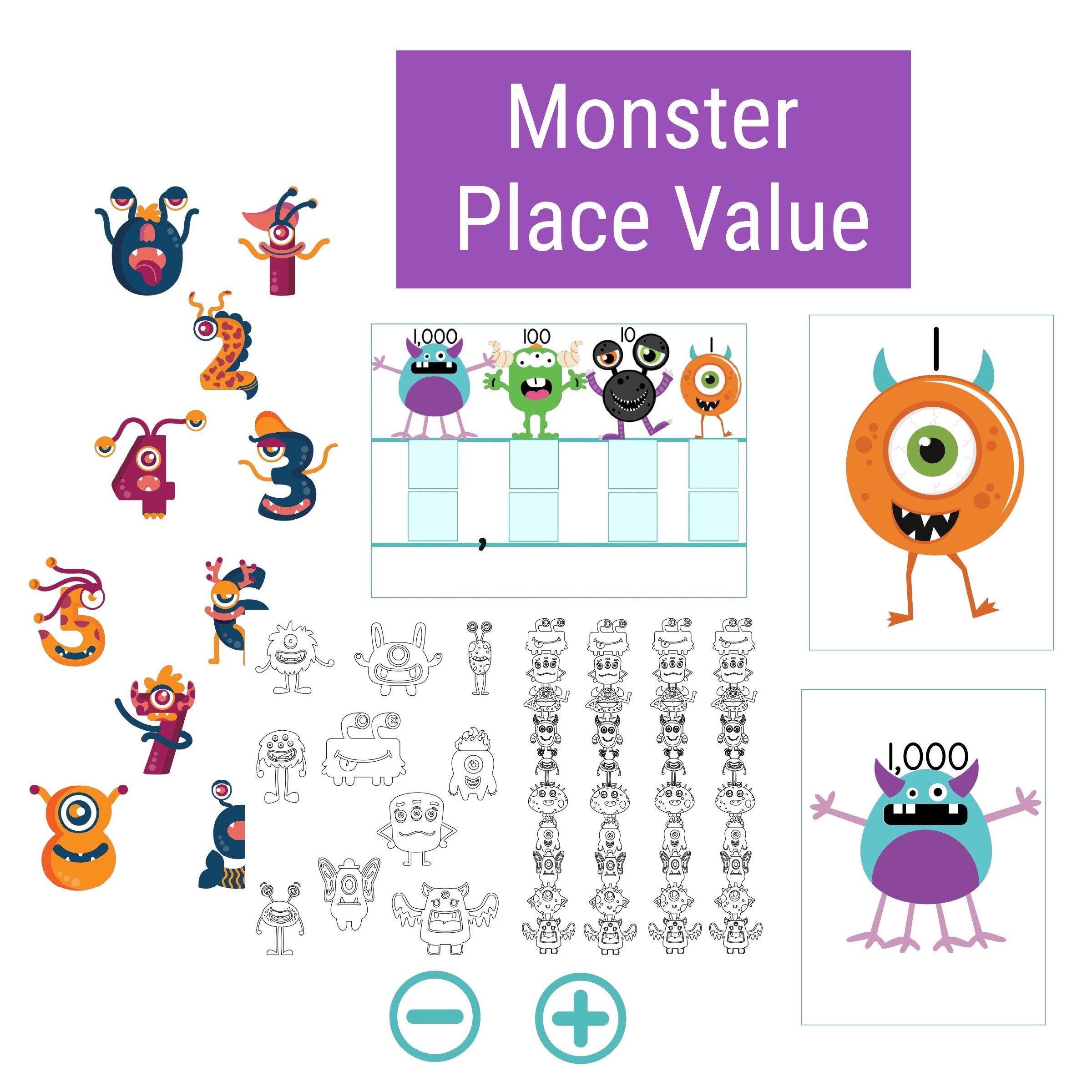 Math / Monster Math Activities / Addition Practice / Subtraction ...