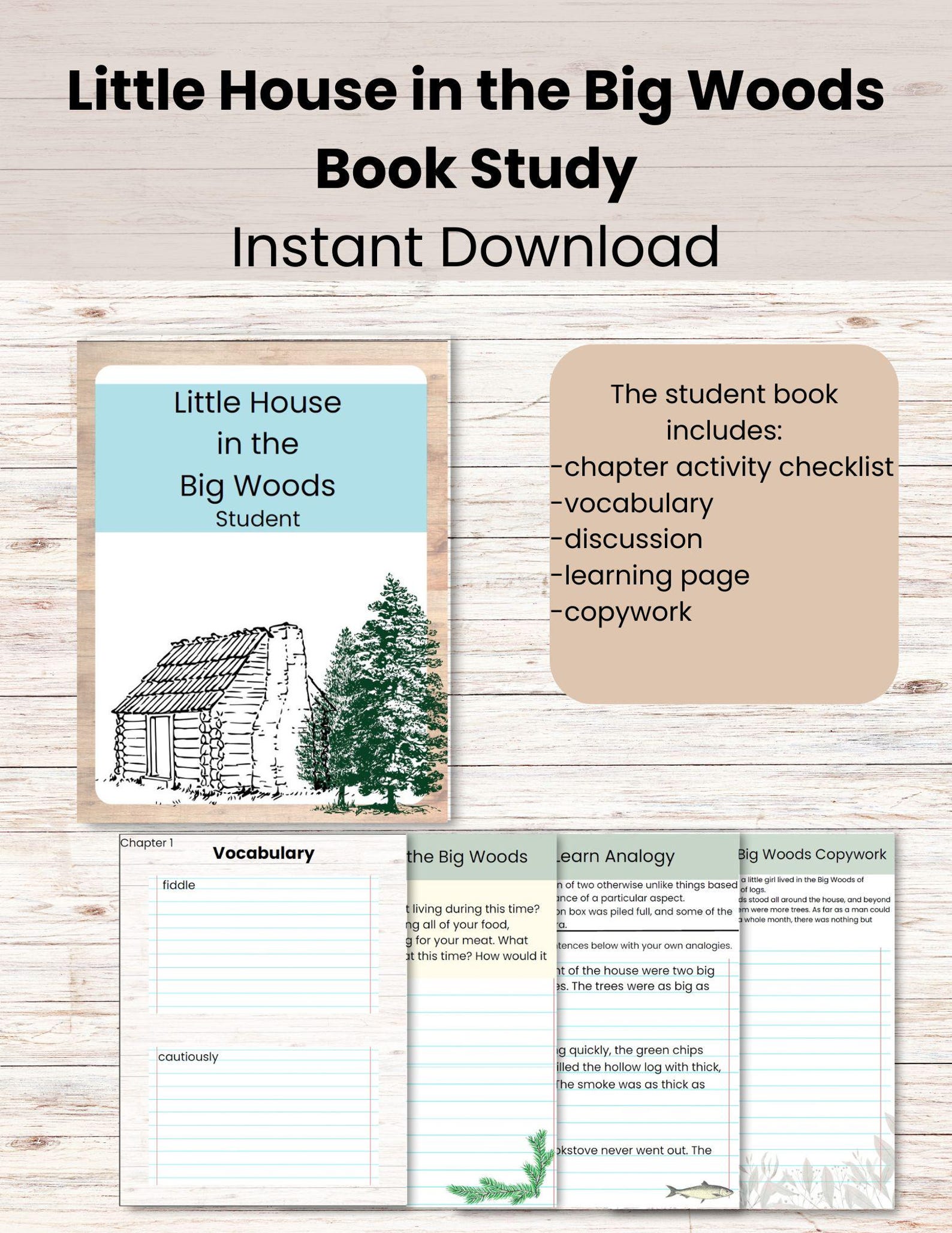 Little House in the Big Woods / Book Unit / Literature Study - Etsy