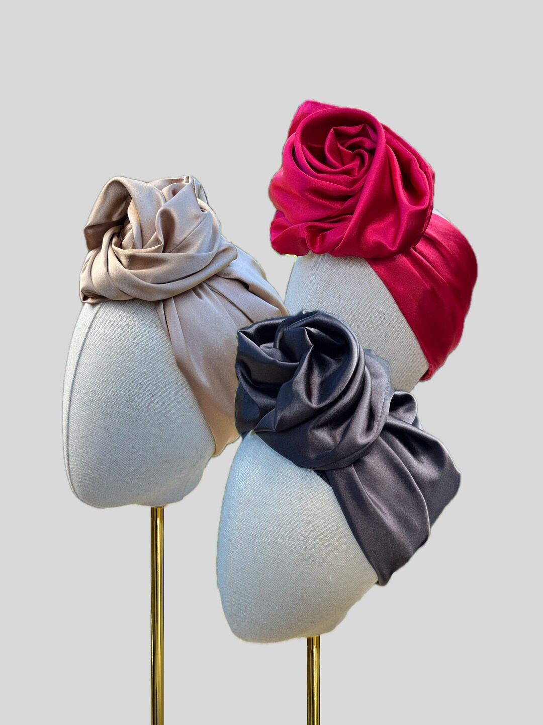 Raven Black Satin Turban Wired Head Wrap | Handmade in AU - Etsy