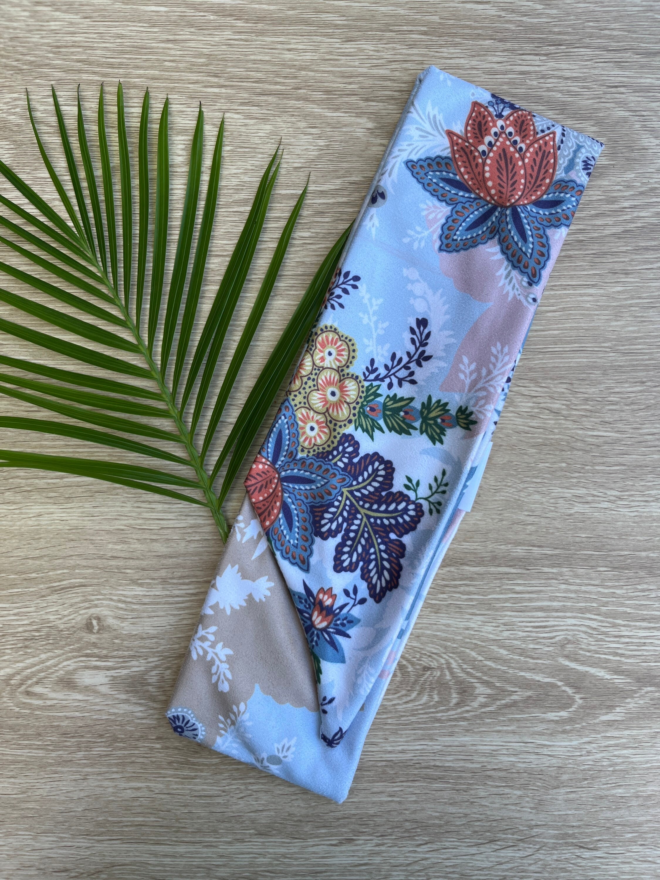 Blue Floral Suede Wide Wire Hair Wrap Wire Headband Wired Head Wrap ...