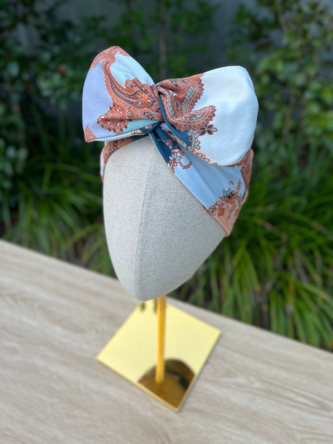 Blue Paisley Suede Wide Wire Hair Wrap | Wire Headband | Wired Head ...