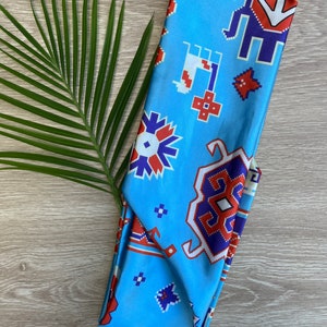 Blue Aztec Wide Wire Hair Wrap | Wire Headband | Wired Head Wrap | Wide ...