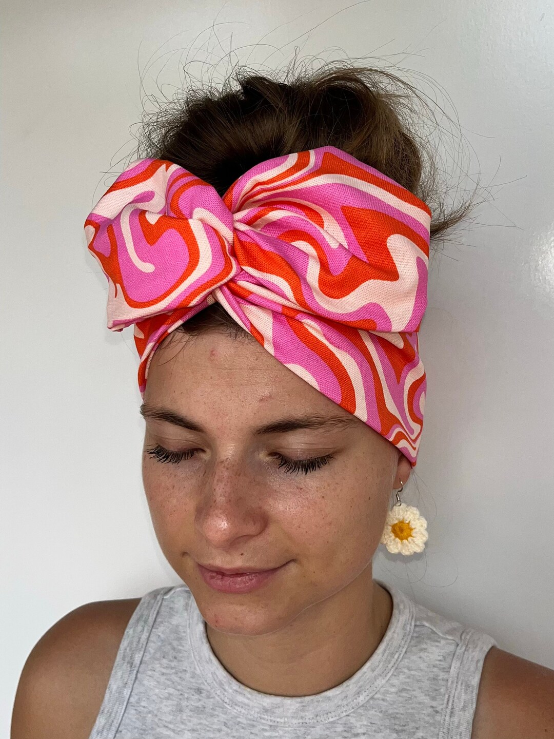 Retro Swirl Wide Wire Hair Wrap, Wire Headband, Wired Head Wrap, Pink ...
