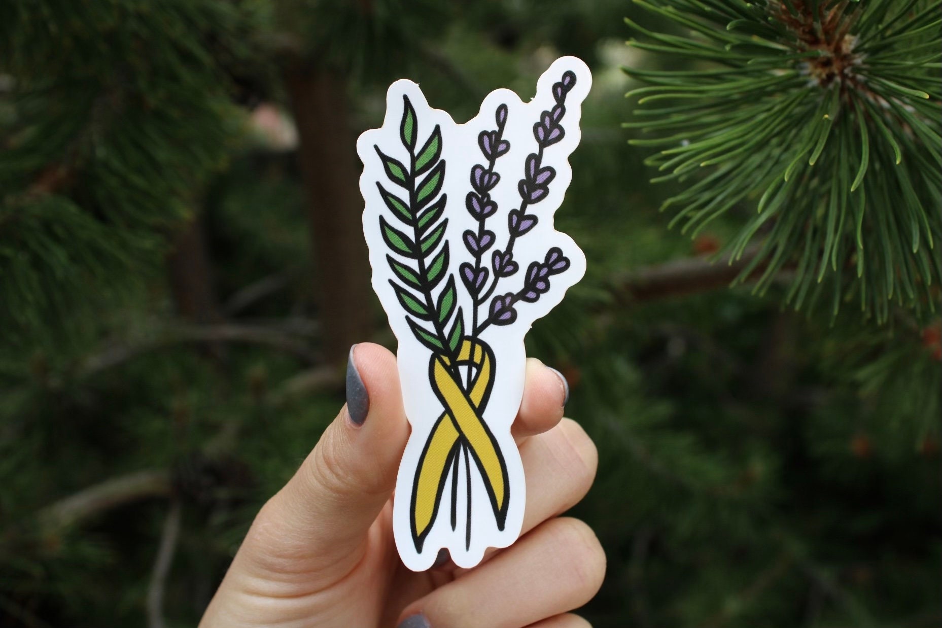 Childhood Cancer/ Sarcoma Floral Ribbon - Waterproof Sticker - Etsy