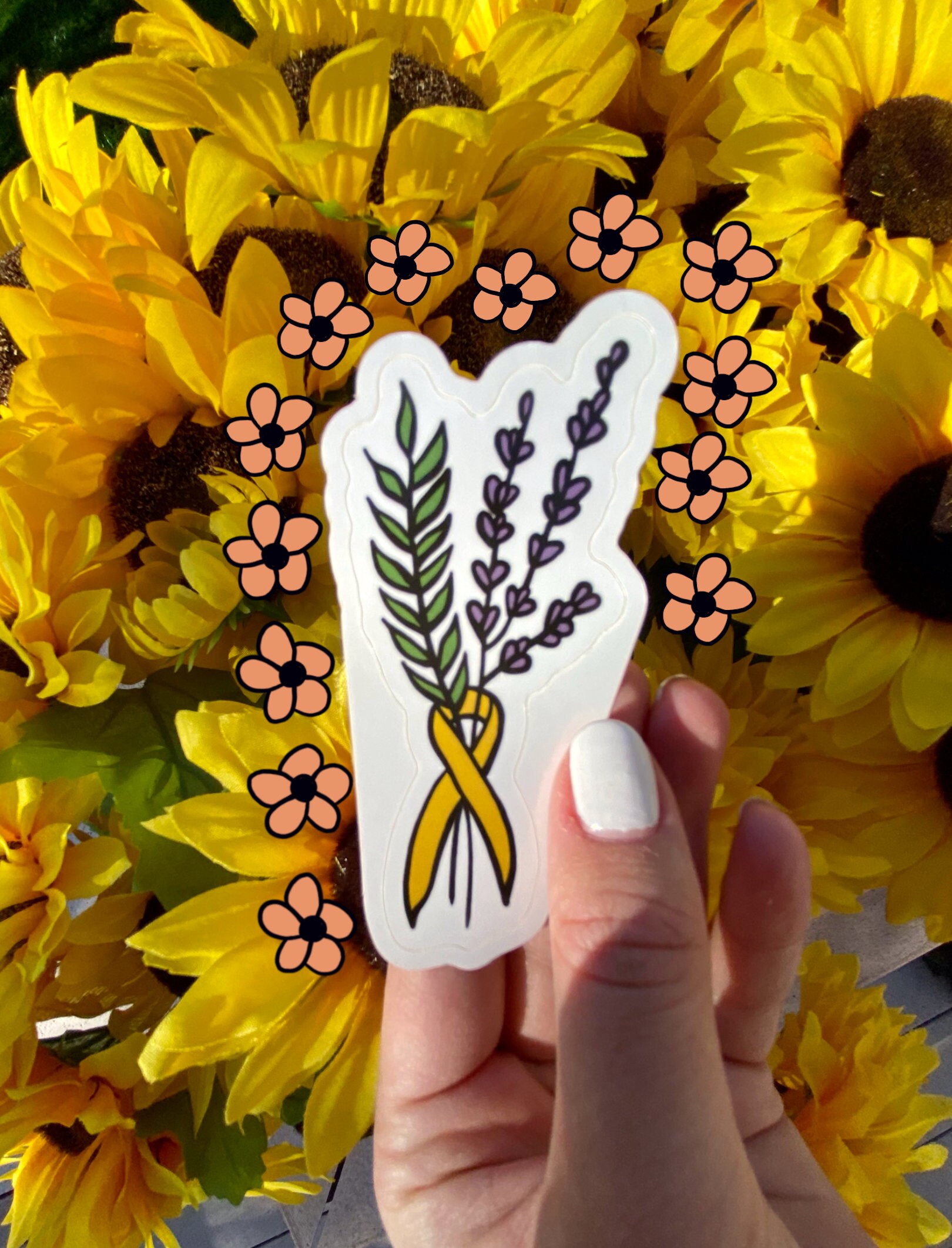 Childhood Cancer/ Sarcoma Floral Ribbon Sticker - Etsy