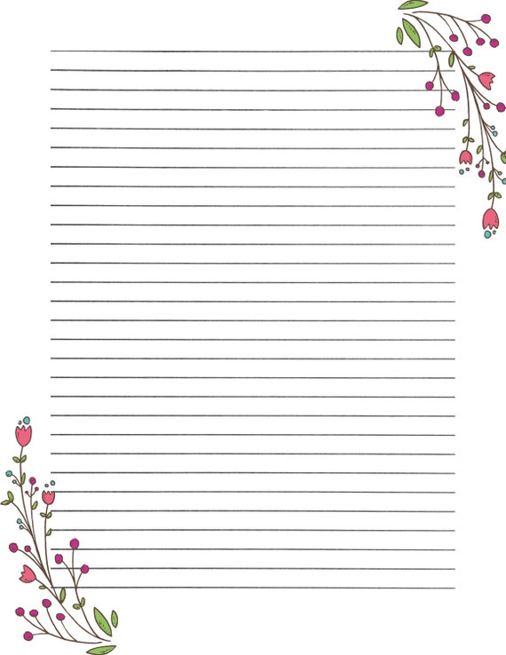 Printable Letterhead Digital Download Spring Flower Blue | Etsy