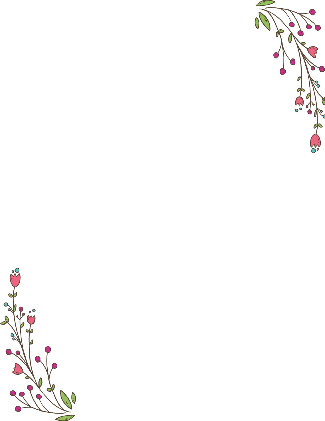 Printable Letterhead, Digital Download, Spring Flower Blue, Lined ...