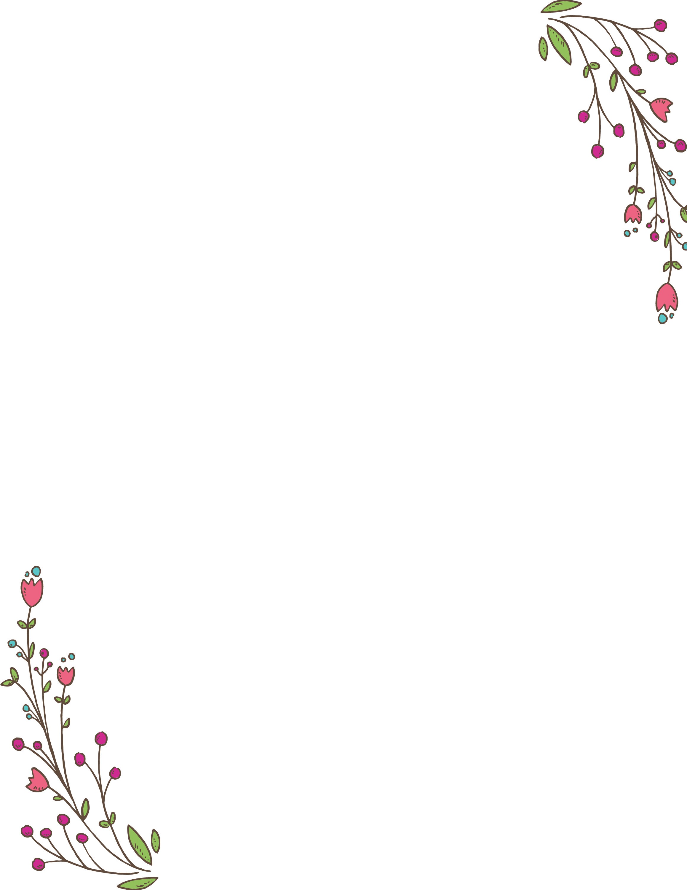 Printable Letterhead, Digital Download, Spring Flower Blue, Lined ...