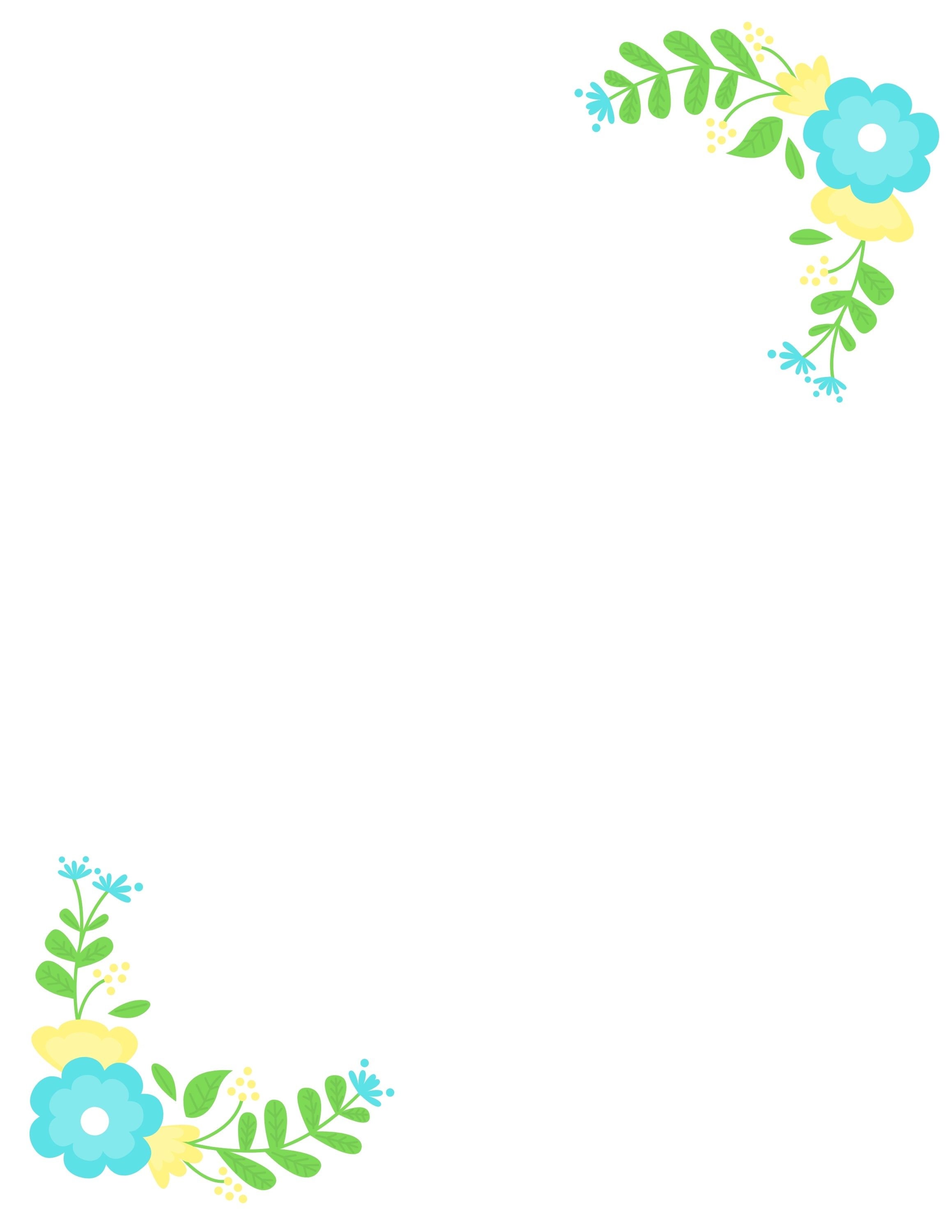 Printable Letterhead, Digital Download, Spring Flower Green, Lined ...