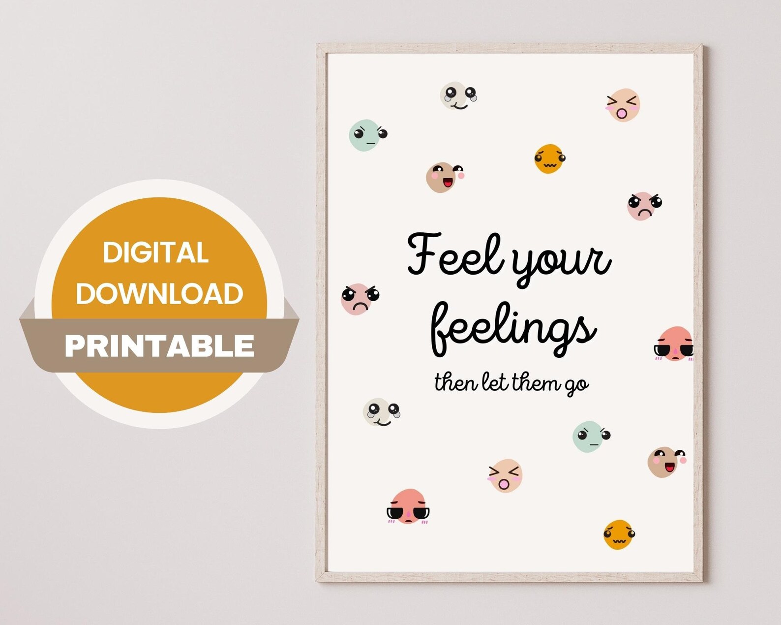 Feelings Mental Health Poster, Digital Wall Art, Therapy Office Decor ...