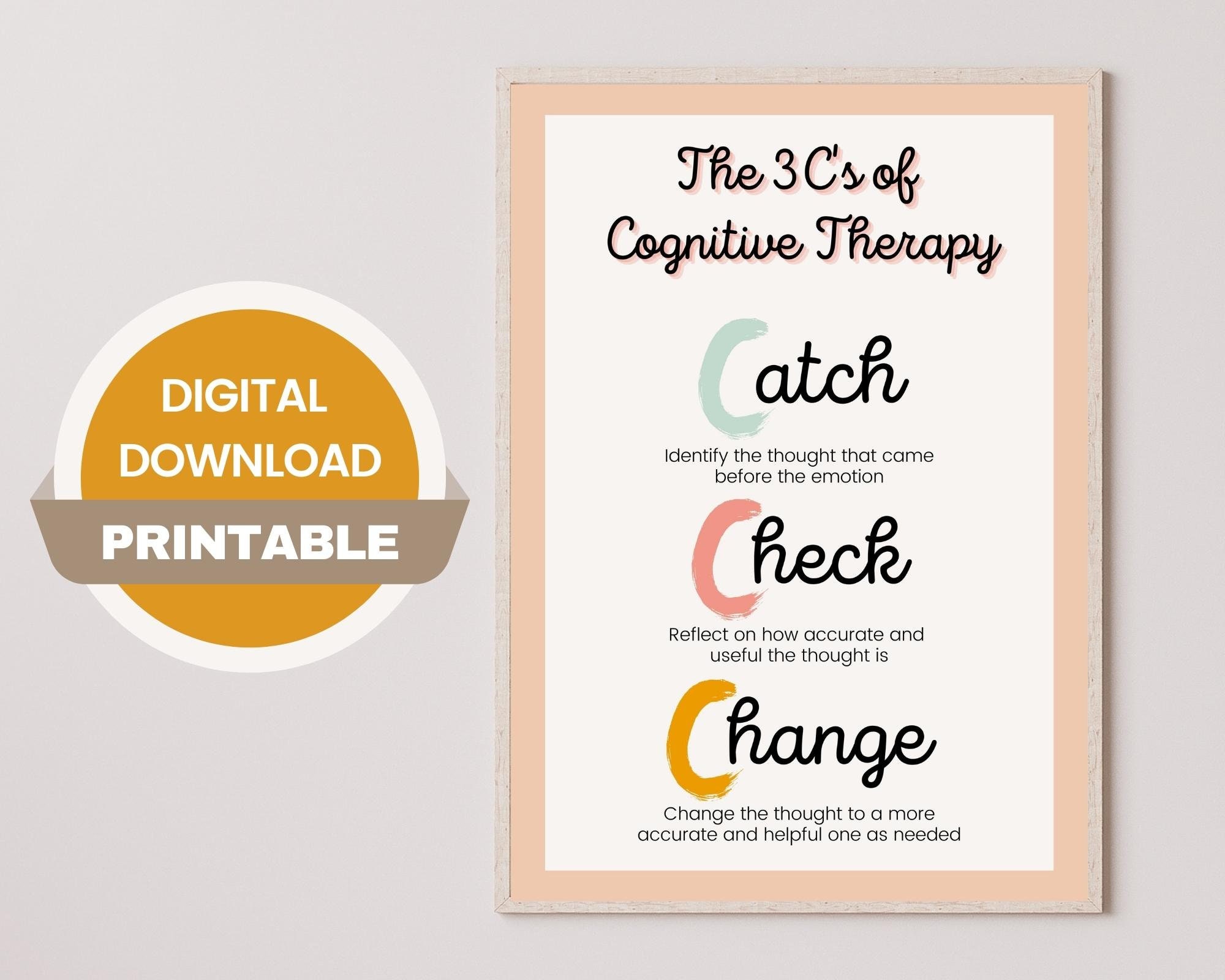 CBT Poster, Cognitive Behavioral Therapy, Therapist Office Wall Art ...