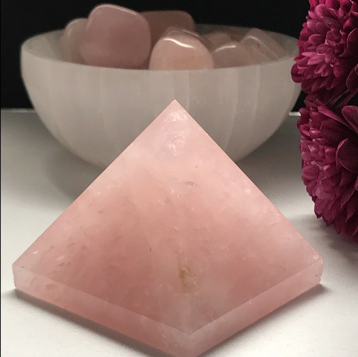 Natural Rose Quartz Semi Precious Gemstone Pyramid 5 cm | Etsy