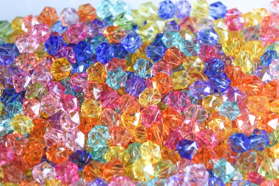 50 Pieces Polygon Shape Transparent Mixed Color Acrylic Beads - Etsy