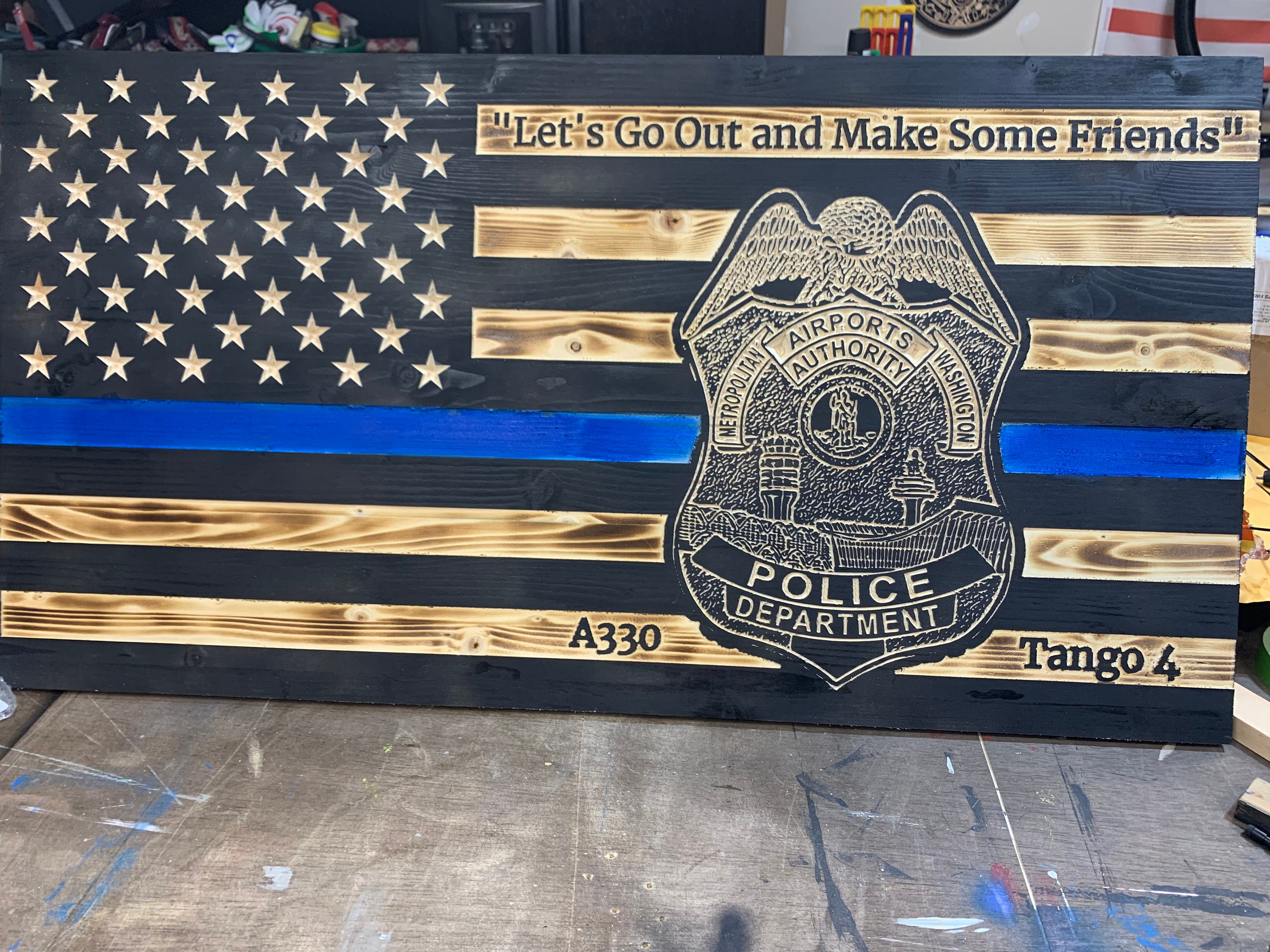 LEO Blue Line American Flag - Etsy