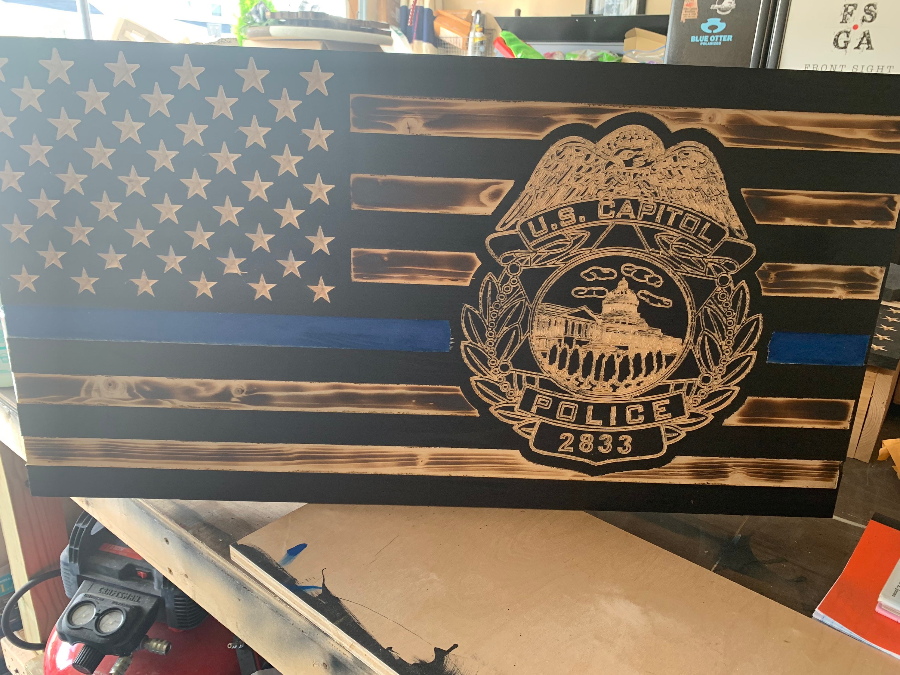 LEO Blue Line American Flag - Etsy