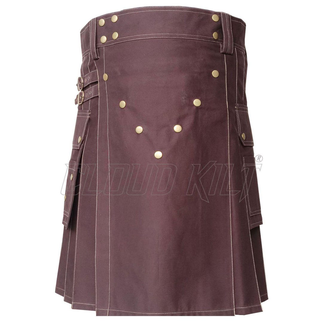 Brown Utility Kilt – Custom Made Kilt With Cargo Style Pockets ...