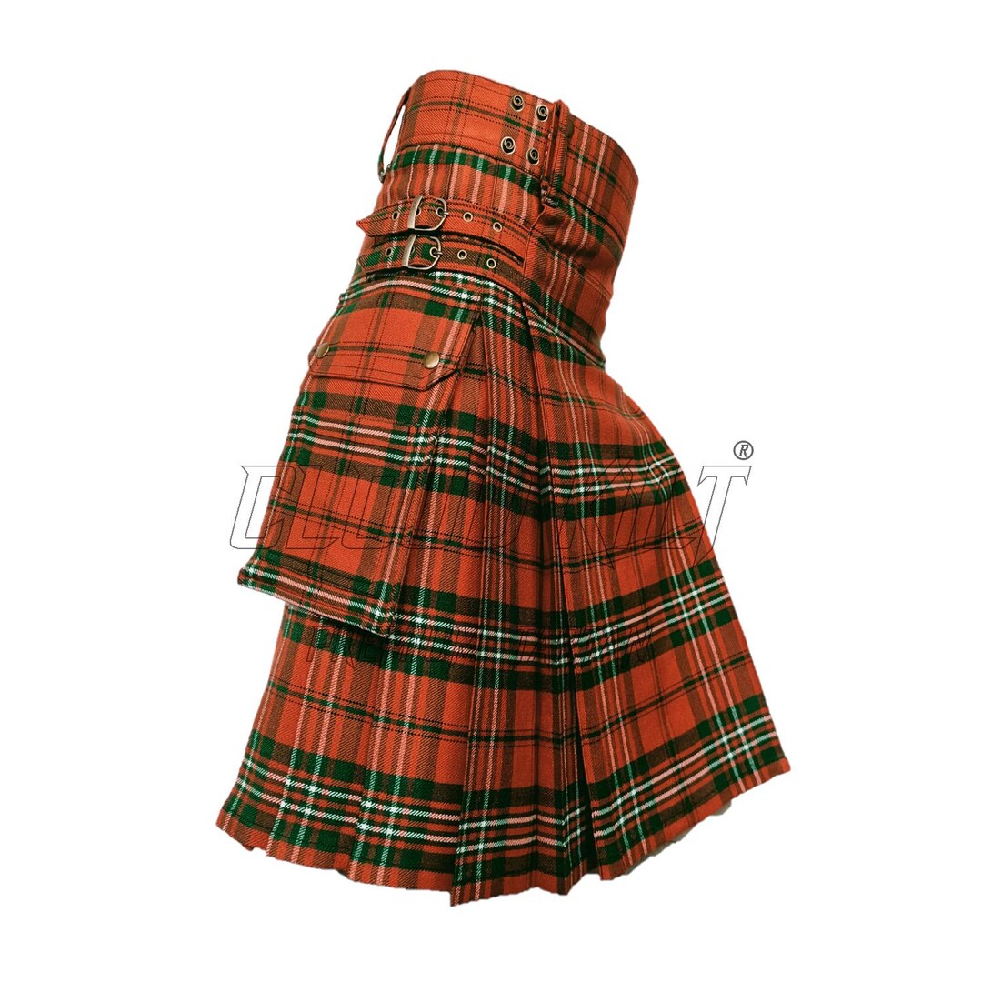 Scott Ancient Tartan Kilt | Utility Kilt With Cargo Style Pockets |16oz Acrylic Custom Kilt for ...