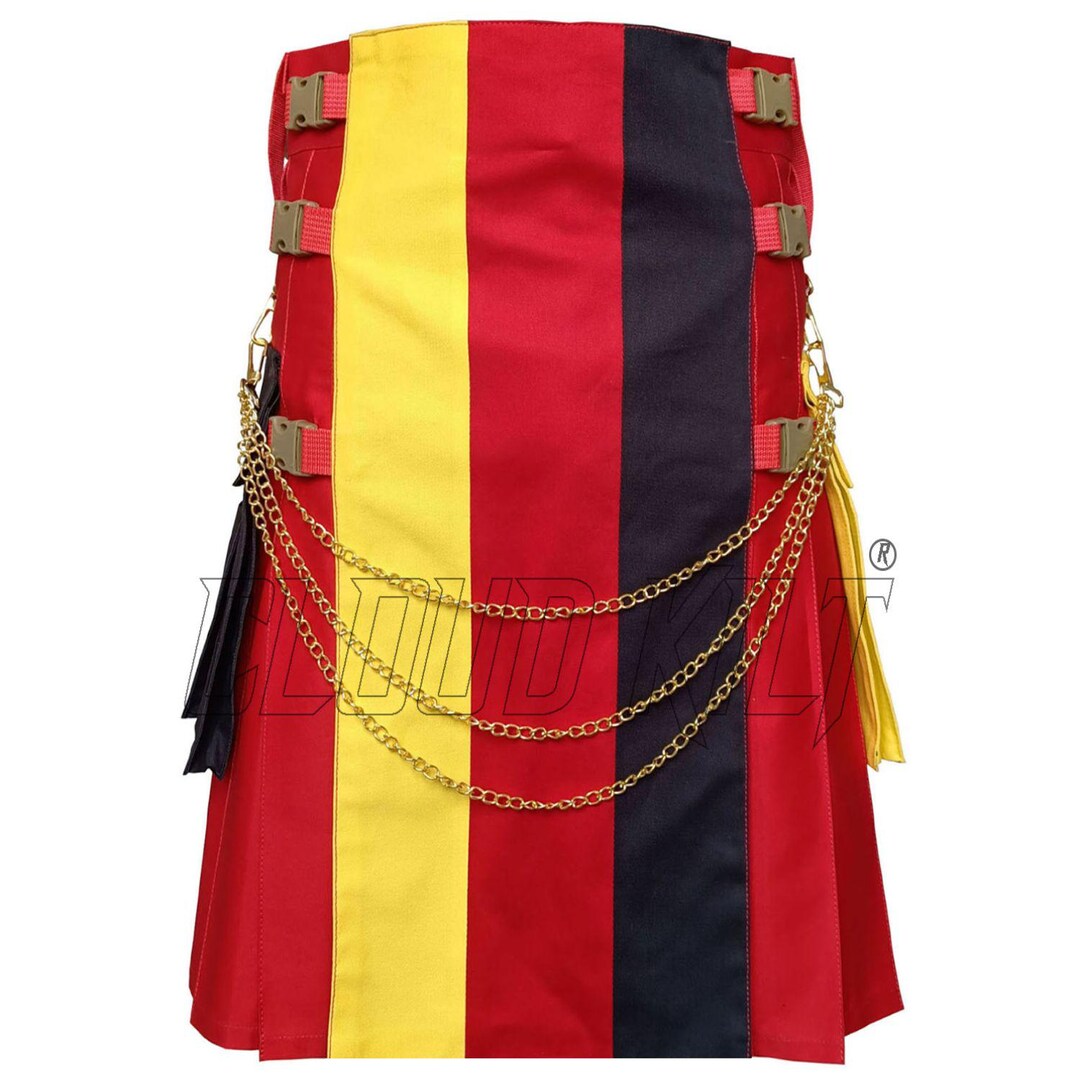 German Flag Kilt: Custom Cotton Utility Kilt With Gold Chain - Etsy