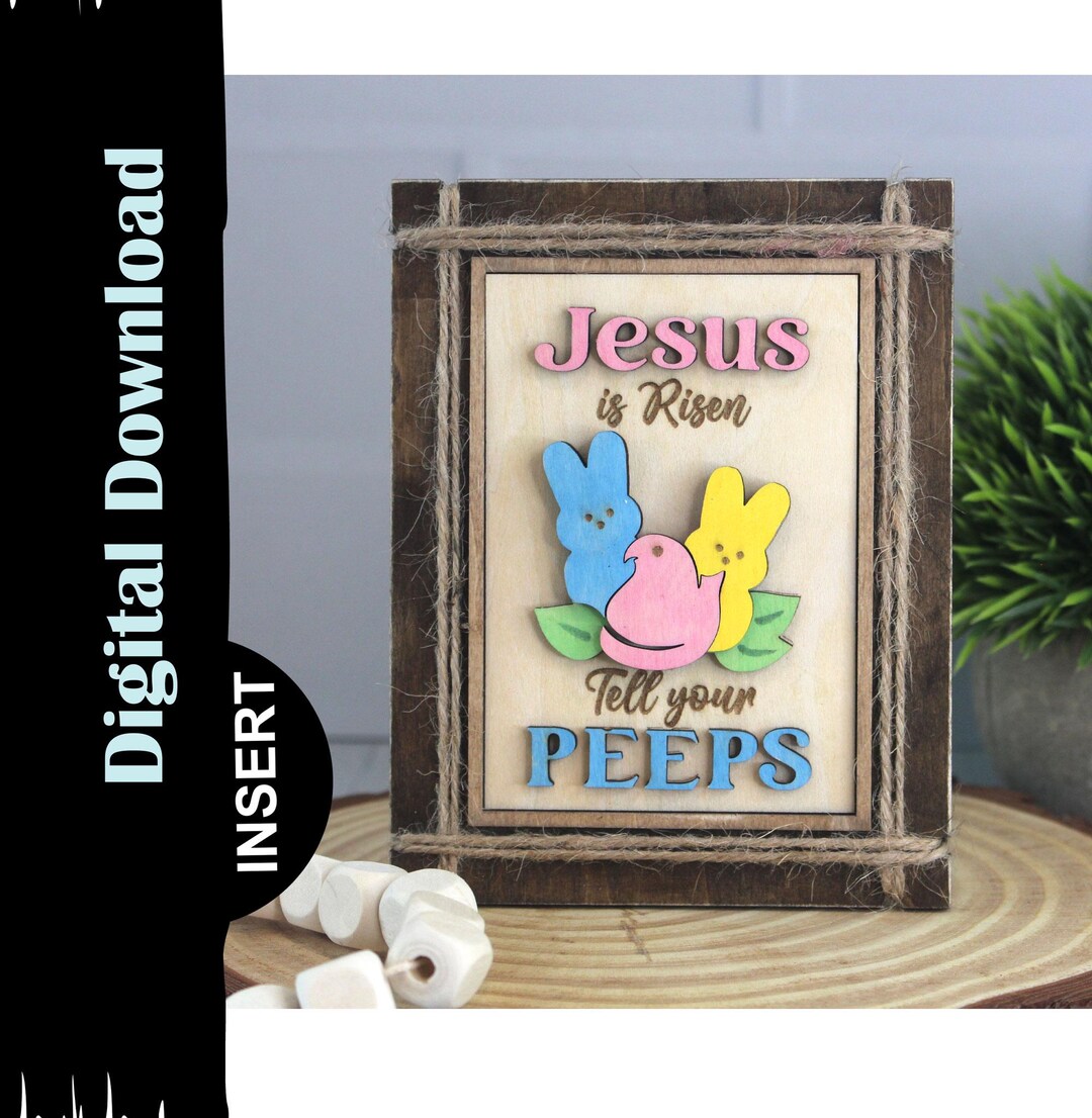 Easter Peeps Rustic Sign Insert, Frame Sold Separately Farmhouse Style ...