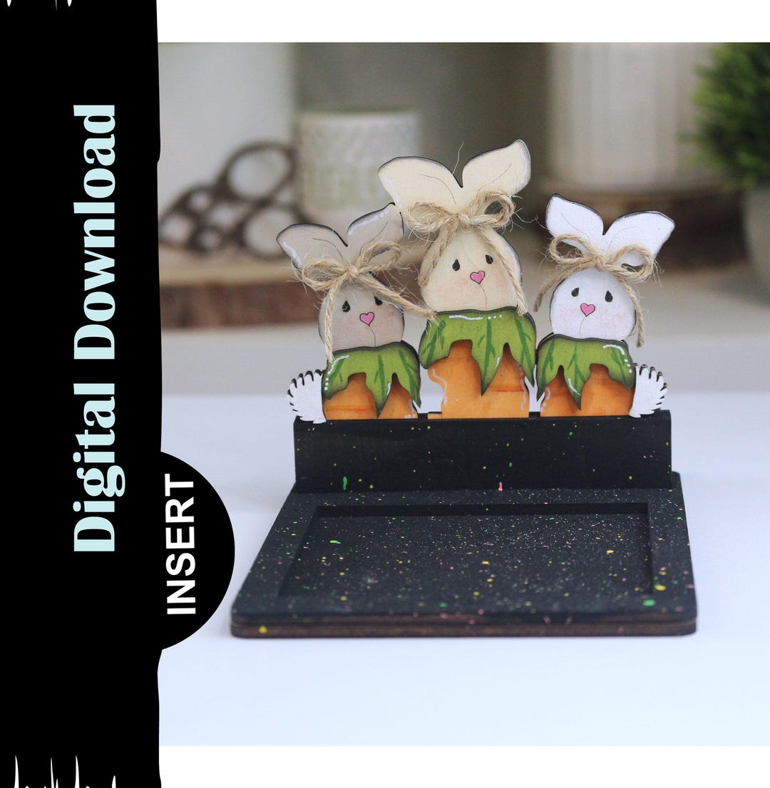 Interchangeable Carrot Bunnies Insert, Shelf Sitter, Tiered Tray Decor ...