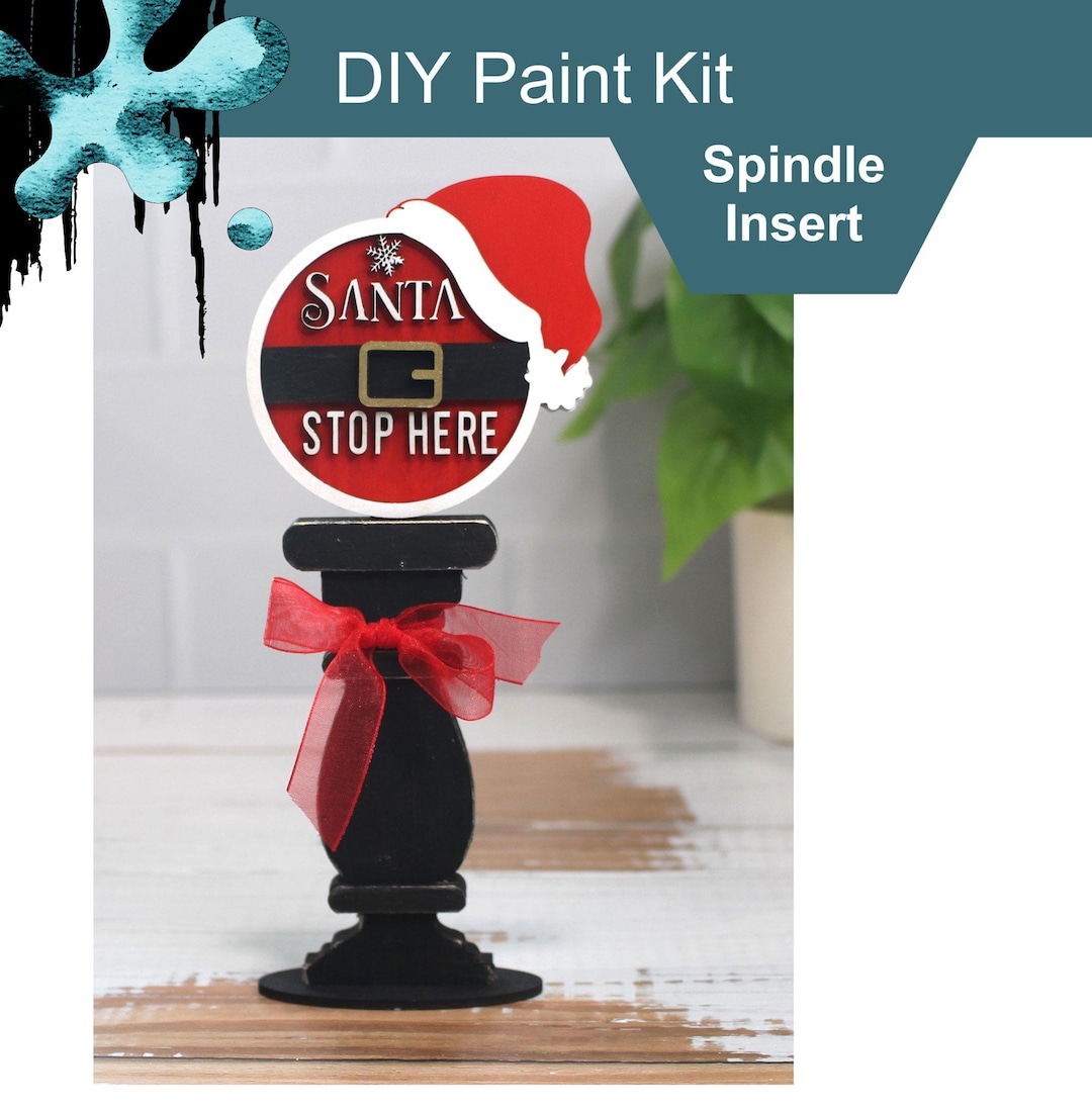Santa Insert for Spindle Base, Holiday Decor, Shelf Sitter, Tiered Tray ...