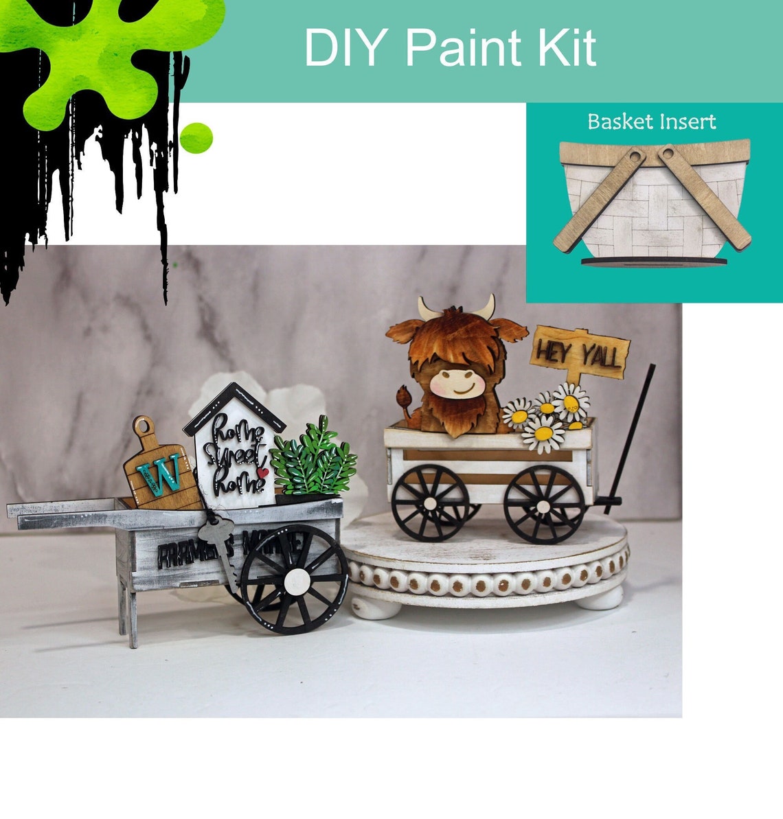 Mini Basket Insert, DIY Wood Project, Tiered Tray Decor, DIY Interchangeable Insert, DIY Paint ...