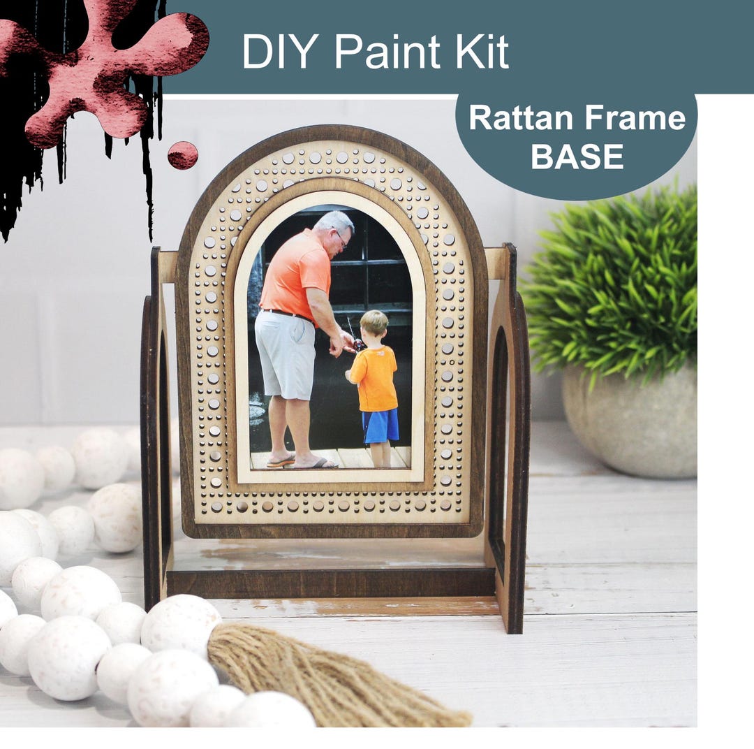 Rattan Picture Frame Stand for Inserts, DIY Wood Project, Tiered Tray ...