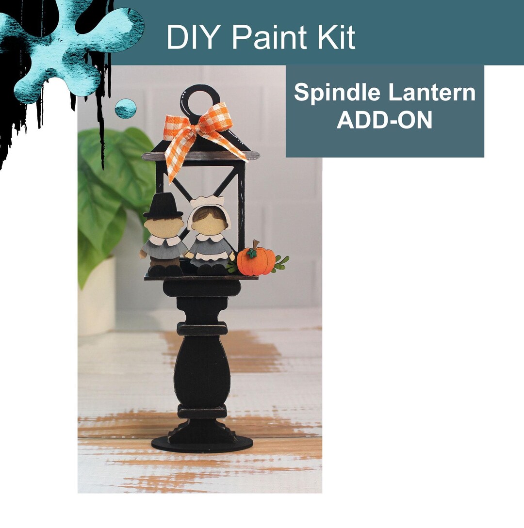 Pilgrims ADD ON for Spindle Lantern, Holiday Decor, Shelf Sitter ...