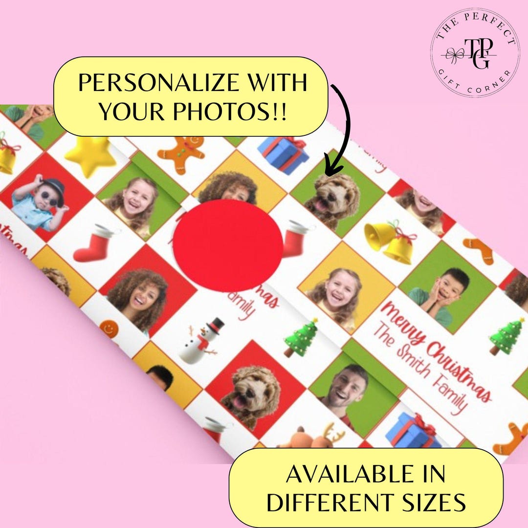Personalized Family Wrapping Paper, Christmas Family Photos Wrapping ...