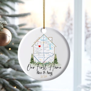 House Warming Gift Our First Home Ornament First Home Gift Home Map ...